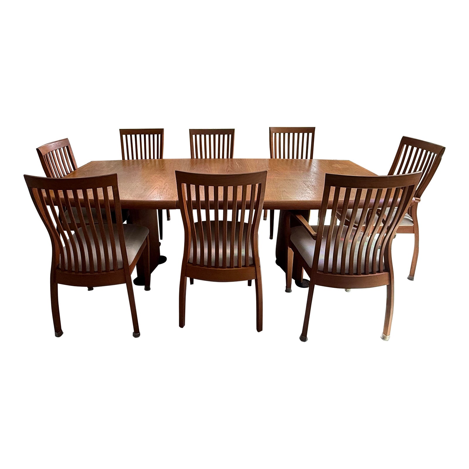 Teak Dining Room Set With 8 Solid Teak Chairs, Buffet and Hutch, 2 ...