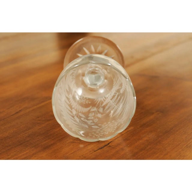 English Victorian Period 19th Century Crystal Glass with Etched Foliage ...