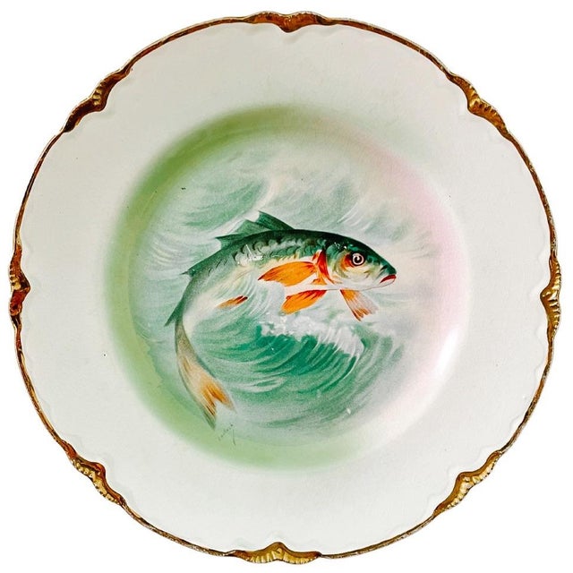 Antique American Sterling China Fish Plates - Set of 6 | Chairish