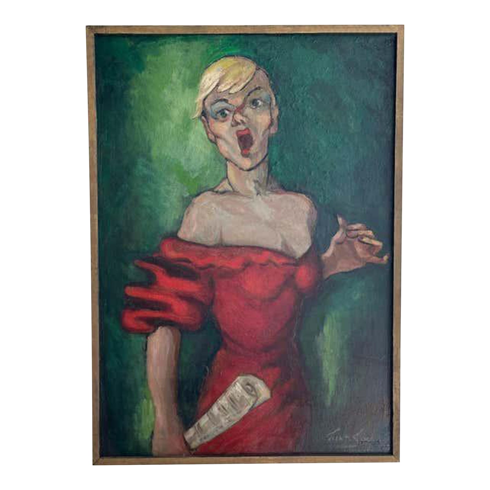 "The Opera Singer" Expressionist Oil Portrait on Panel by Maurice Saint ...