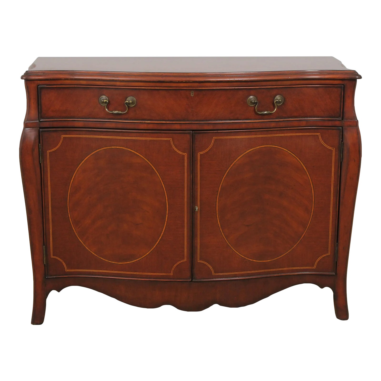 Inlaid Mahogany 2 Door Server W. Fitted Interior | Chairish