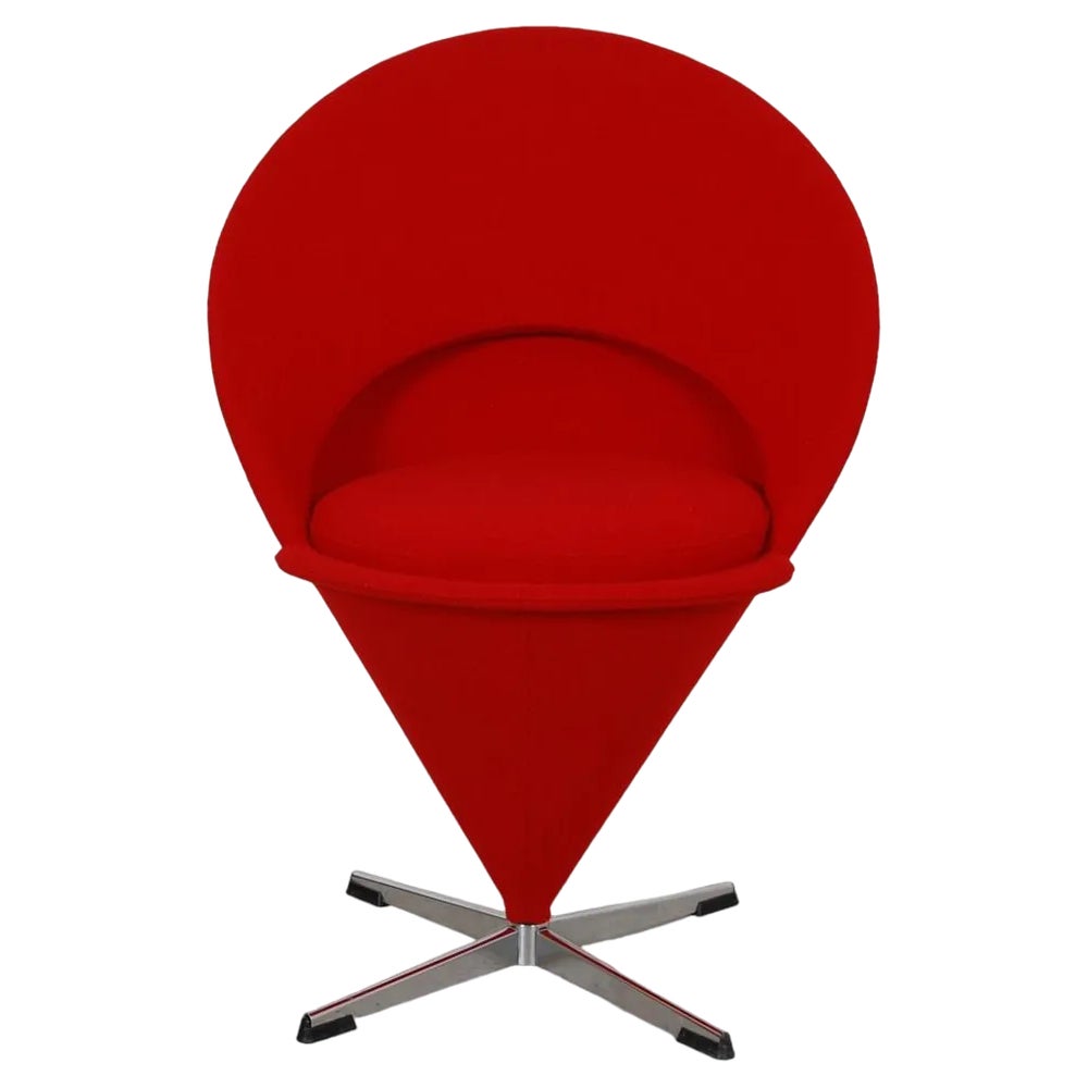 Cone Chair in Red Hallingdal Fabric by Verner Panton, 1990s | Chairish