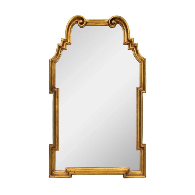 Italian Giltwood Scrolled Arch Keyhole Gold Mirror by La Barge, 1970s ...