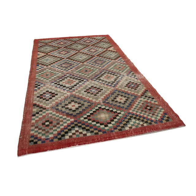 Turkish Red Handmade Wool Vintage Rug | Chairish
