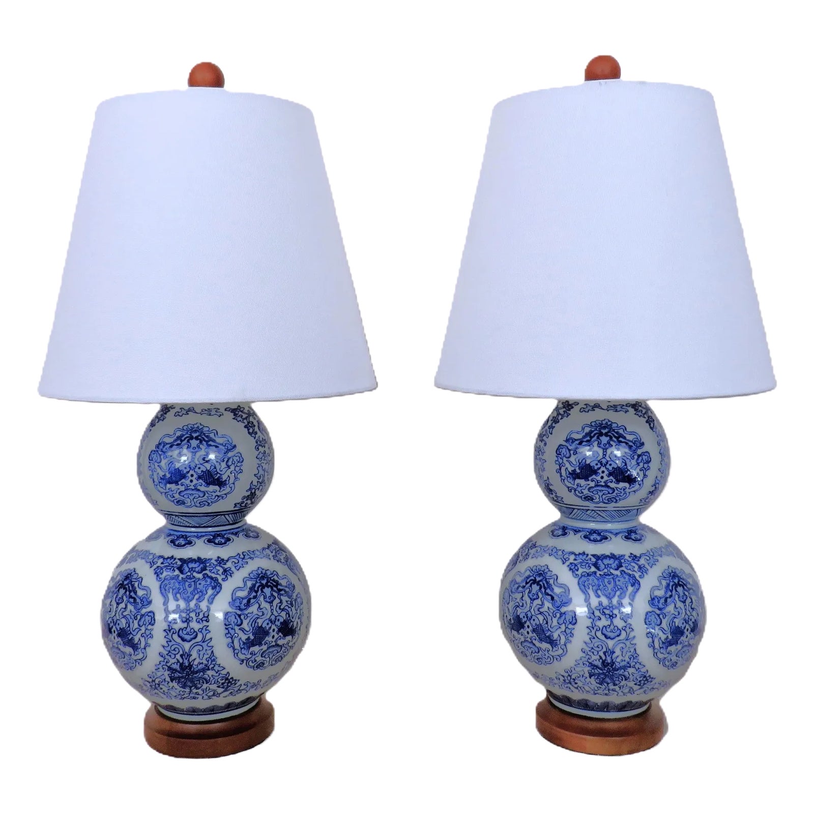 Petite Pair of Ralph Lauren Designer Chinoiserie Table Lamps Blue ...