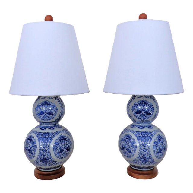 Petite Pair of Ralph Lauren Designer Chinoiserie Table Lamps Blue ...