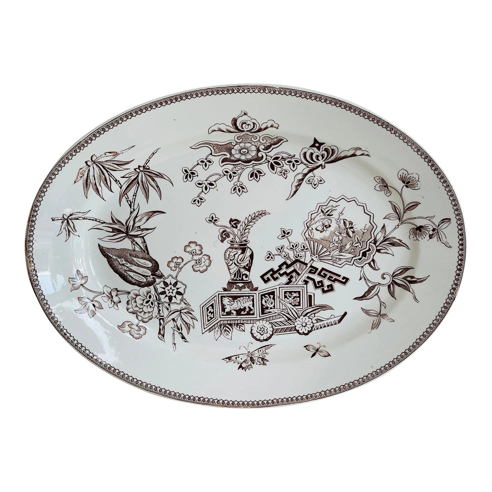 English Ironstone Brown Transfer Ware Platter by T. Elsmore & Sons ...