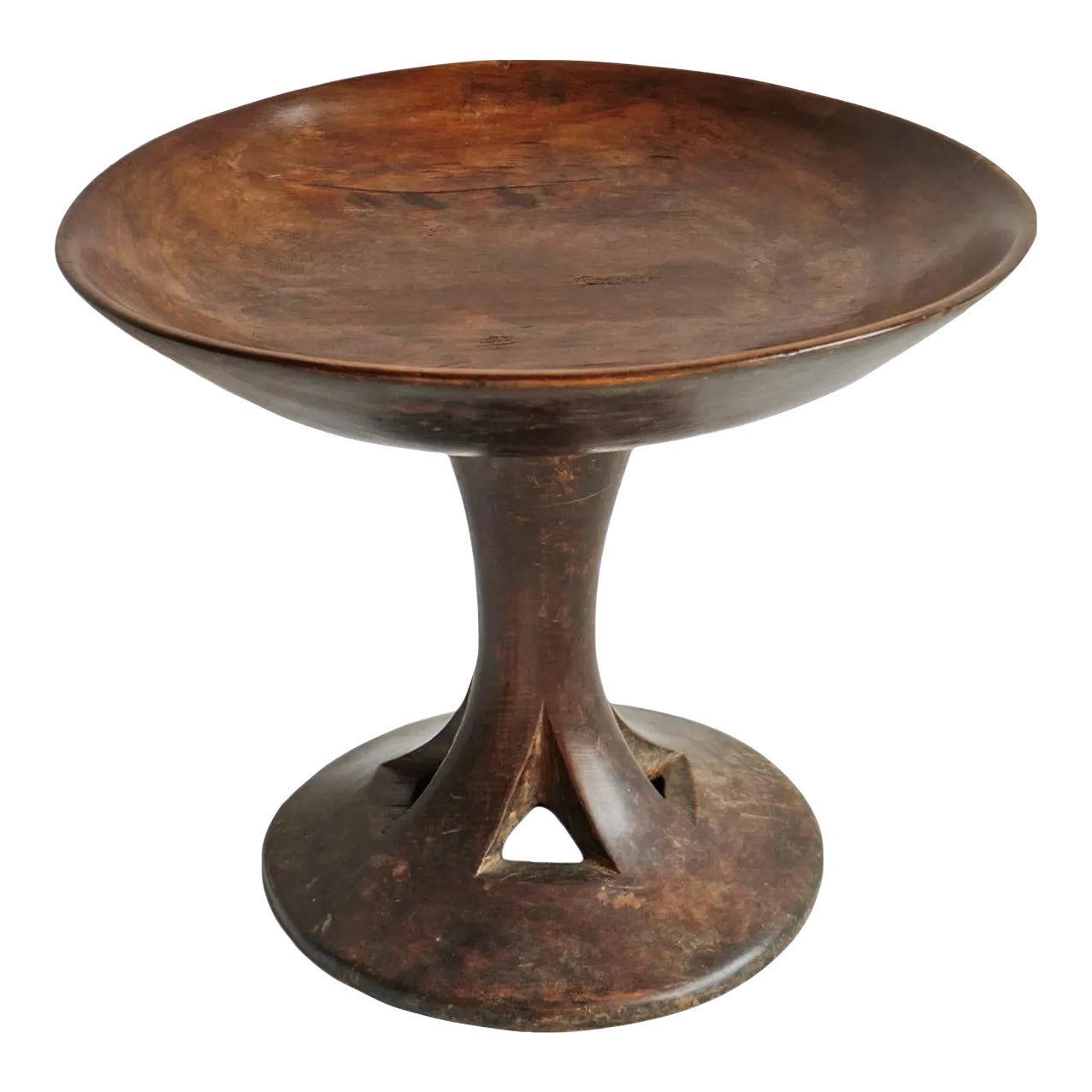 Vintage Naga Wood Pedestal Bowl Plate | Chairish