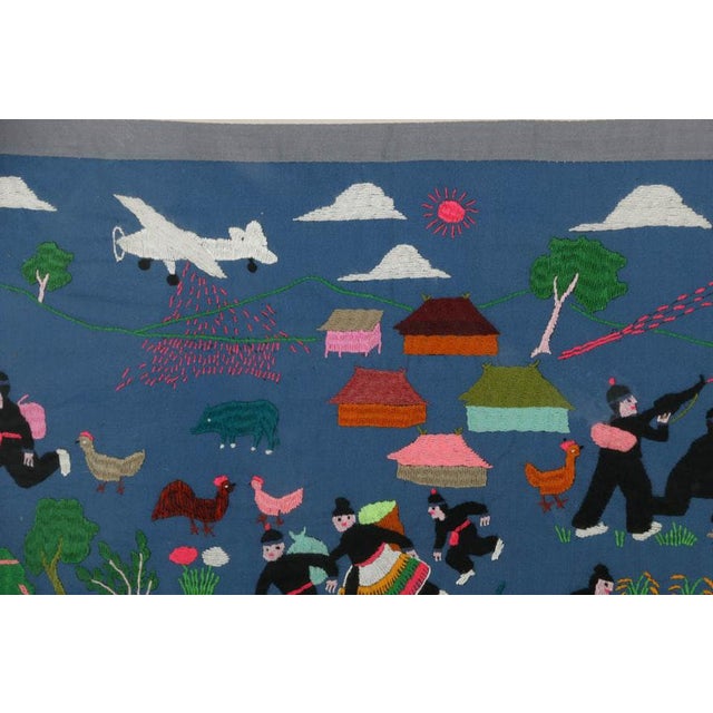 Hmong Folk Art Embroidered Tapestry Depicting the Secret War in Laos ...