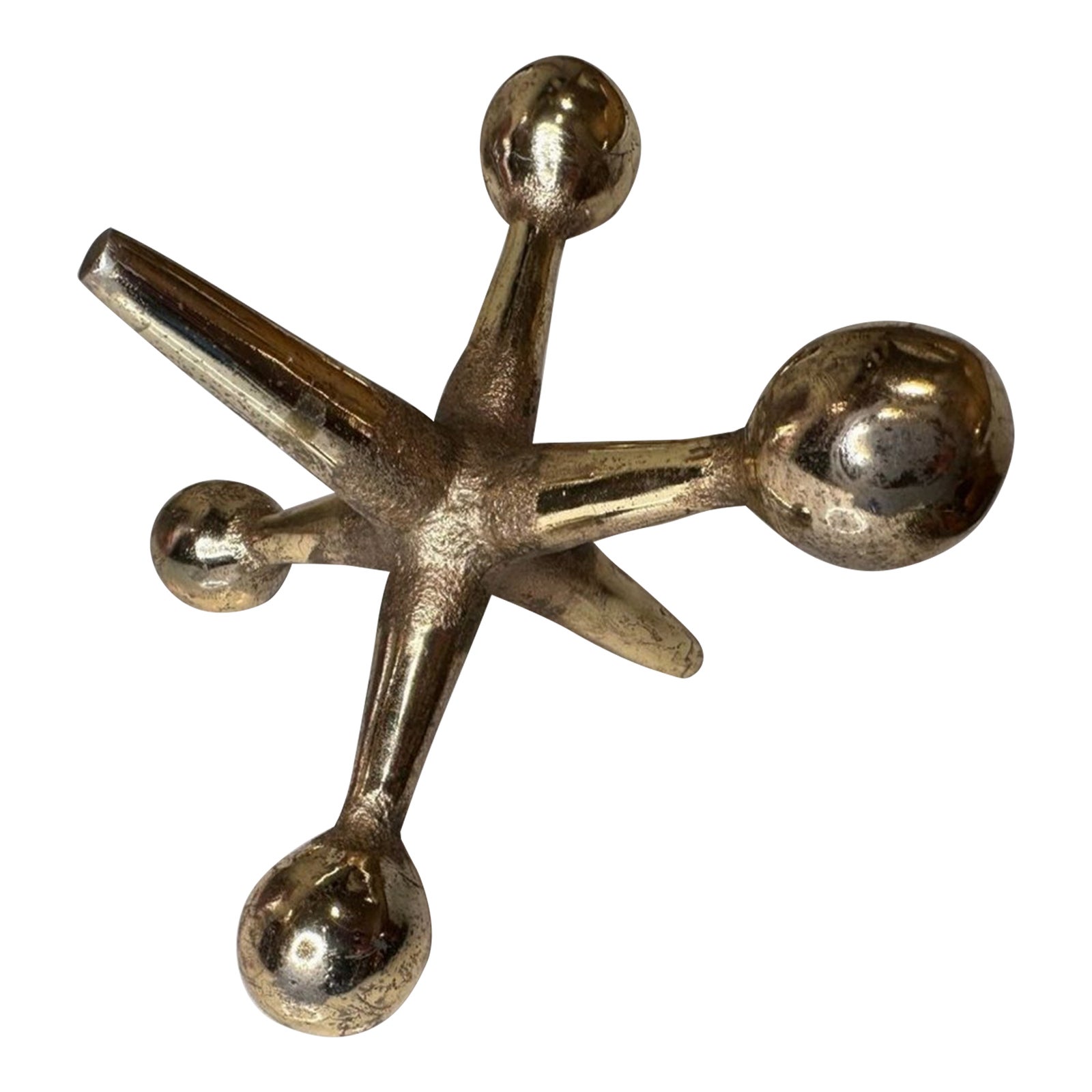 Mid-Century Modern Giant Brass Jack Bookend | Chairish