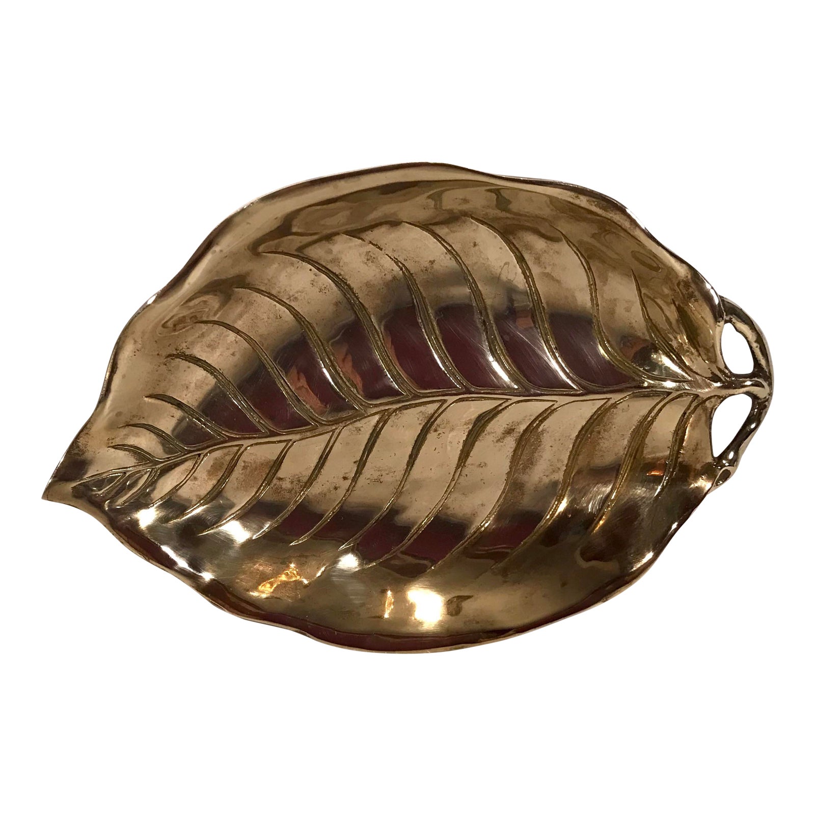 Vintage Brass Leaf Shaped Dish | Chairish