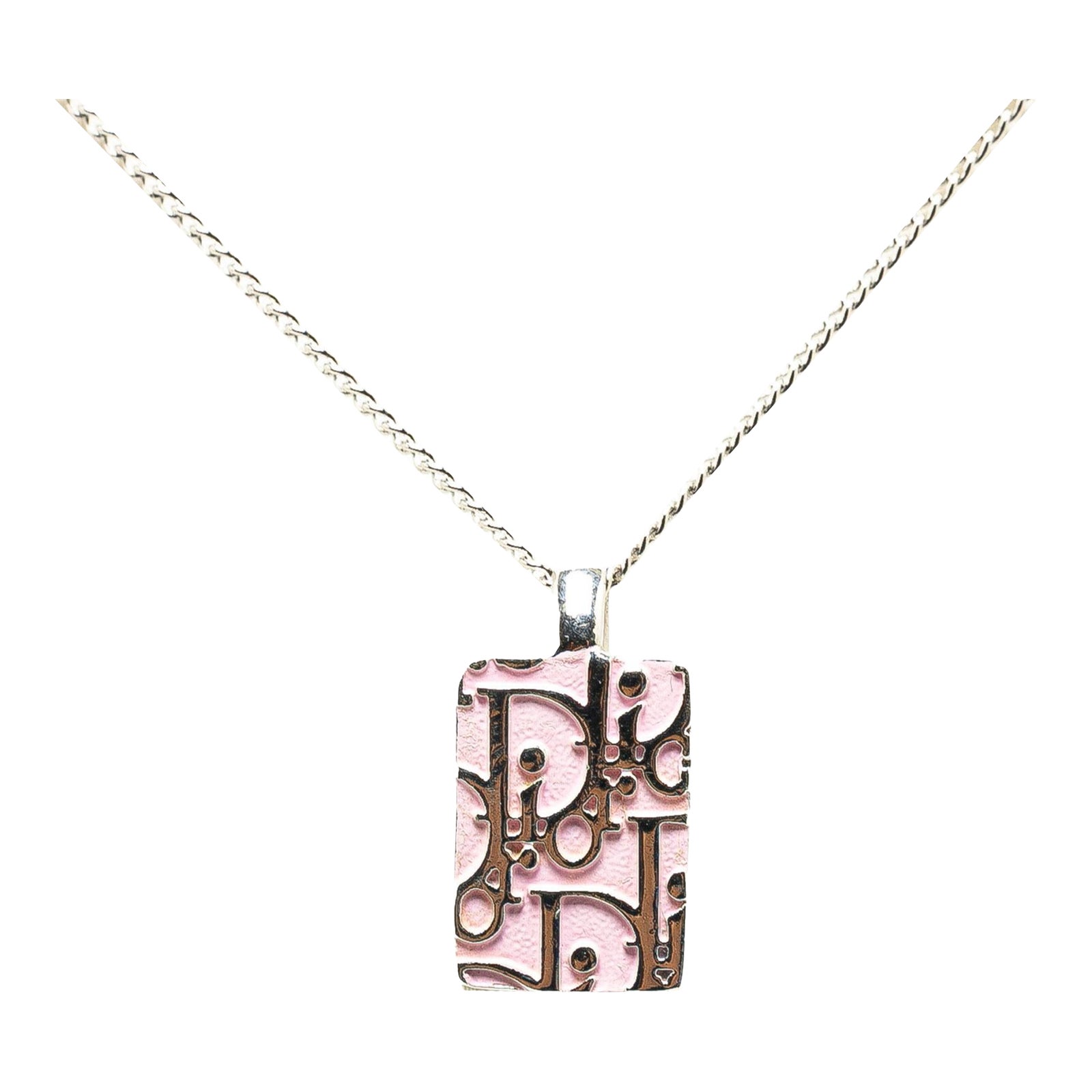 Dior Oblique Plate Pendant Necklace Costume Necklace | Chairish