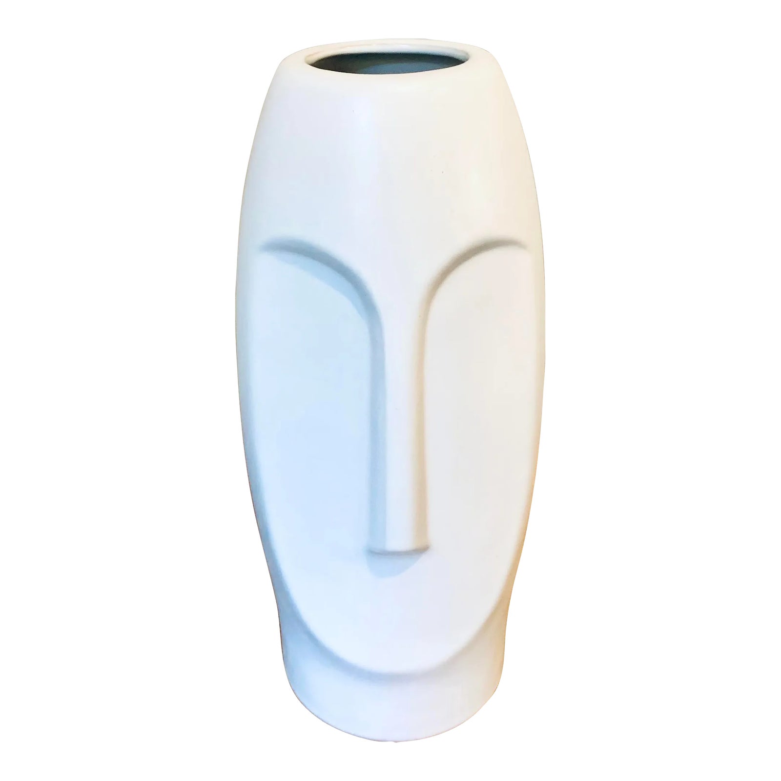 Modern White Face Design Ceramic Decorative Object | Chairish