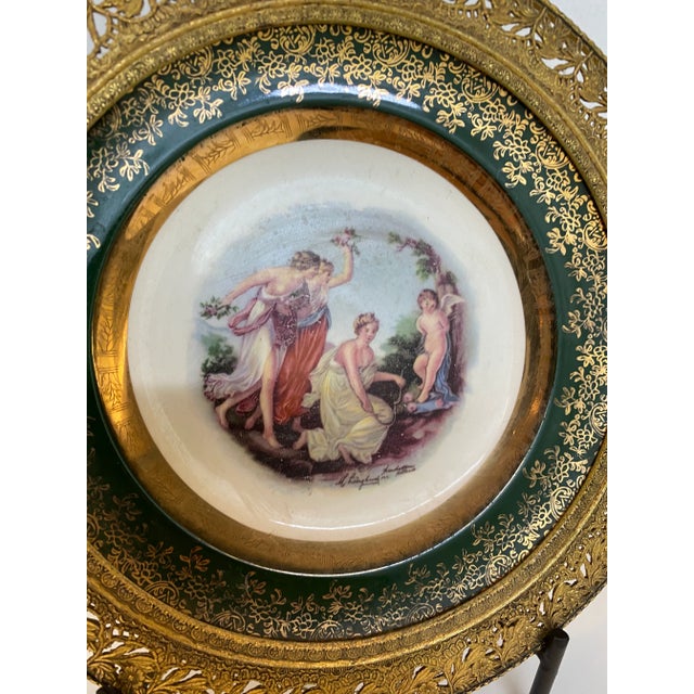 Antique European Pictorial Pair of Porcelain Plates With Golden Frame ...