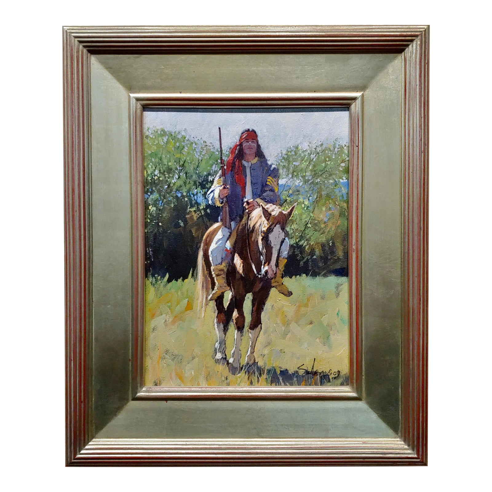 Nathan Solano -Native American Indian Cavalry Scout on Horse-Oil ...