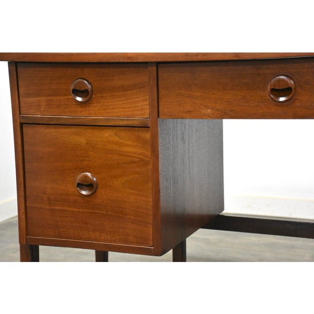 1960s Walnut Mid Century Desk by Stanley | Chairish