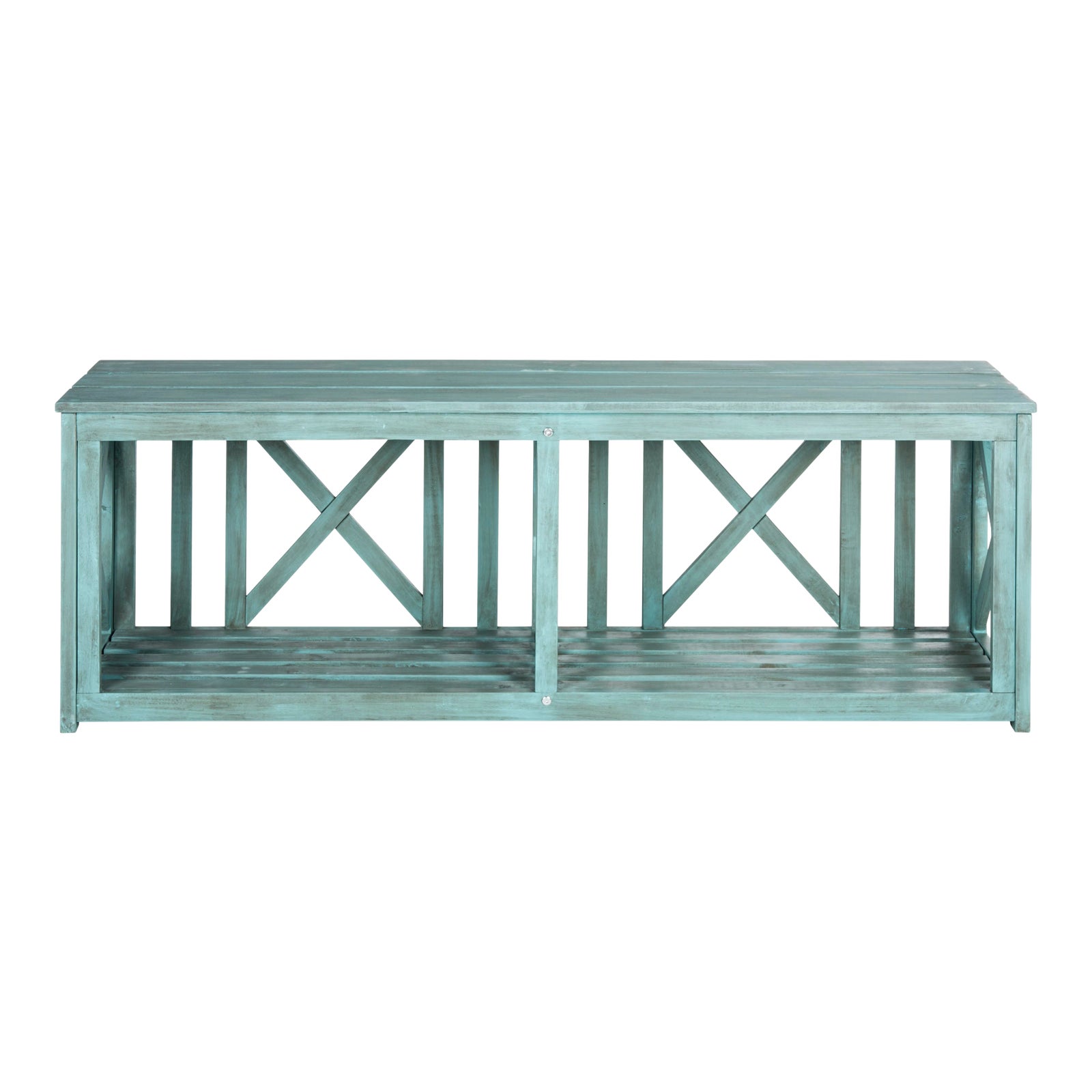 Sullivan Bench in Beach House Blue | Chairish