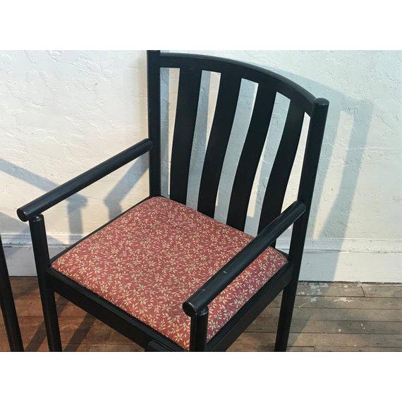 1970s Vintage Stendig Italian Black Lacquered Slat Back Arm Chairs- Set ...