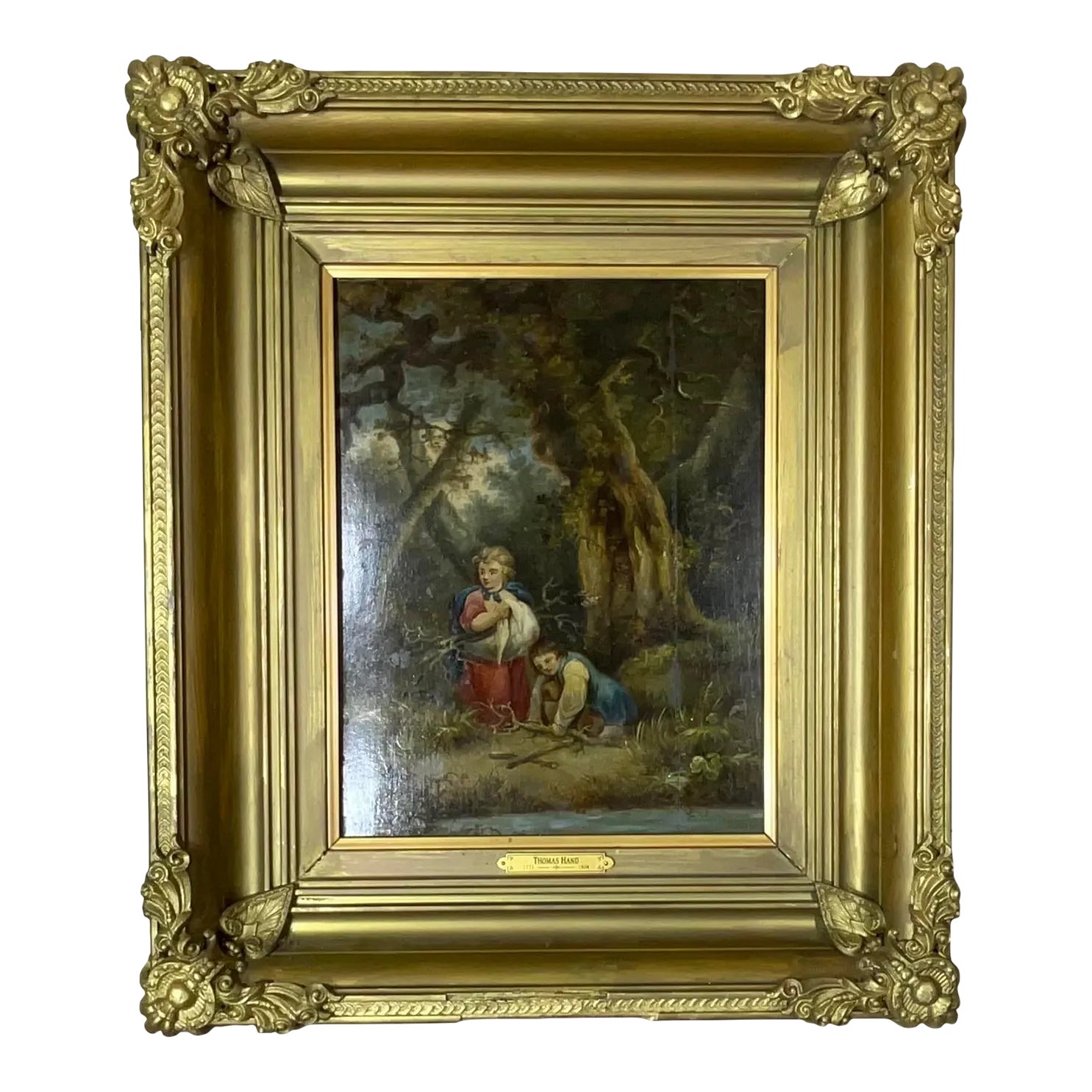 19th Century Oil on Wood Board by : Thomas Hand | Chairish