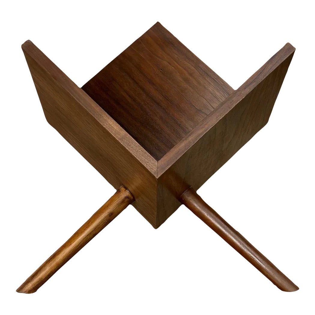 Mid Century Style Walnut Record Cube | Chairish