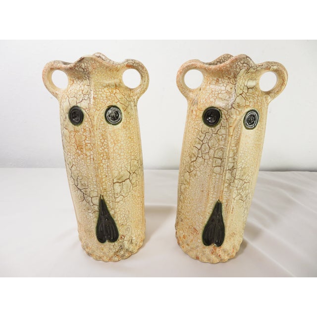 Rare Pair 1920's Art Nouveau Ditmar Urbach "Alienware" Pottery Vases ...