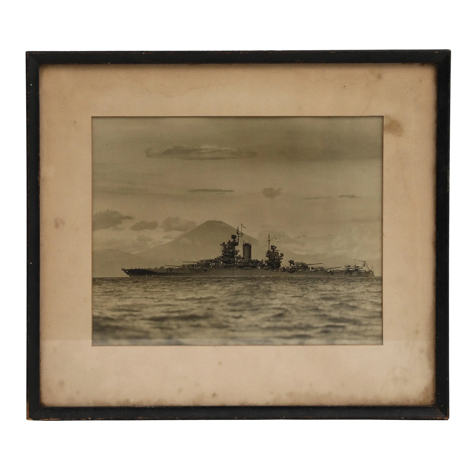 Vintage Framed World War II Battleship Photo | Chairish