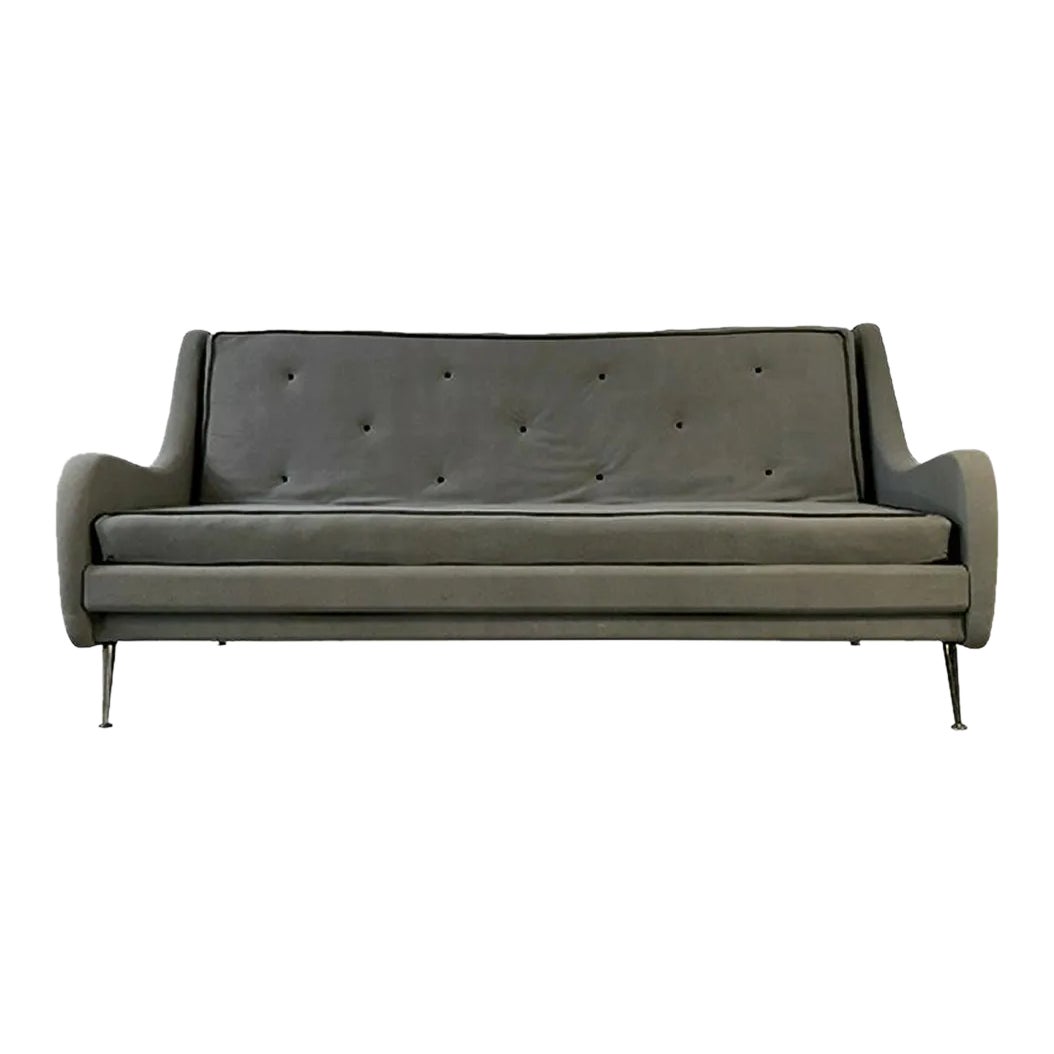 Sofa with Grey Felt, France, 1950s | Chairish