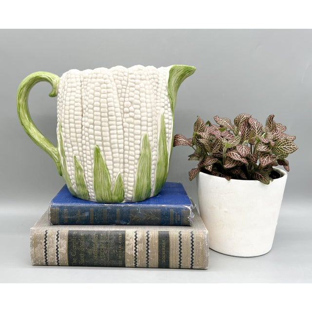 1980s Fitz and Floyd White Corn Ceramic Vegetable Pitcher | Chairish