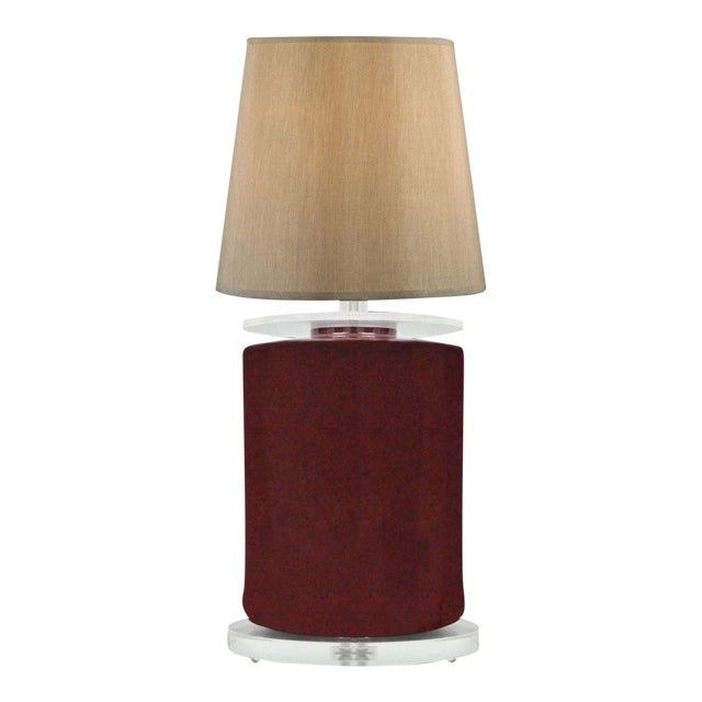 Vintage Mid Century Modern Red Ceramic Sculptural Clear Lucite Table ...