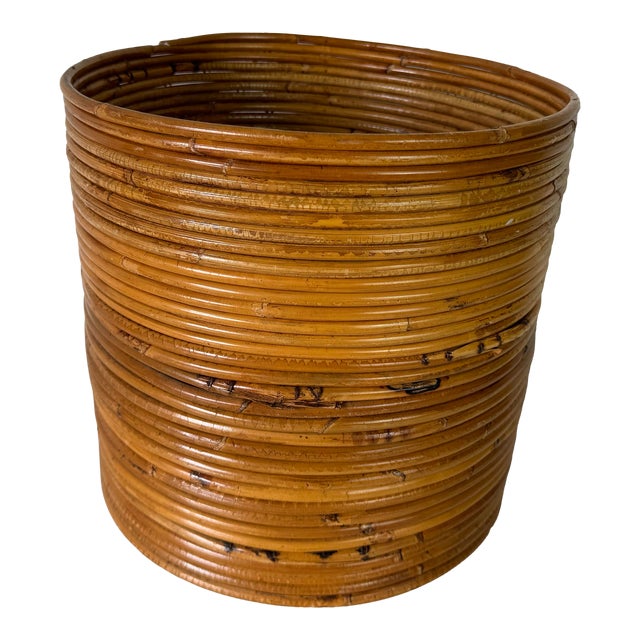 Vintage Italian Gabriella Crespi - Style Pencil Reed Rattan Planter ...