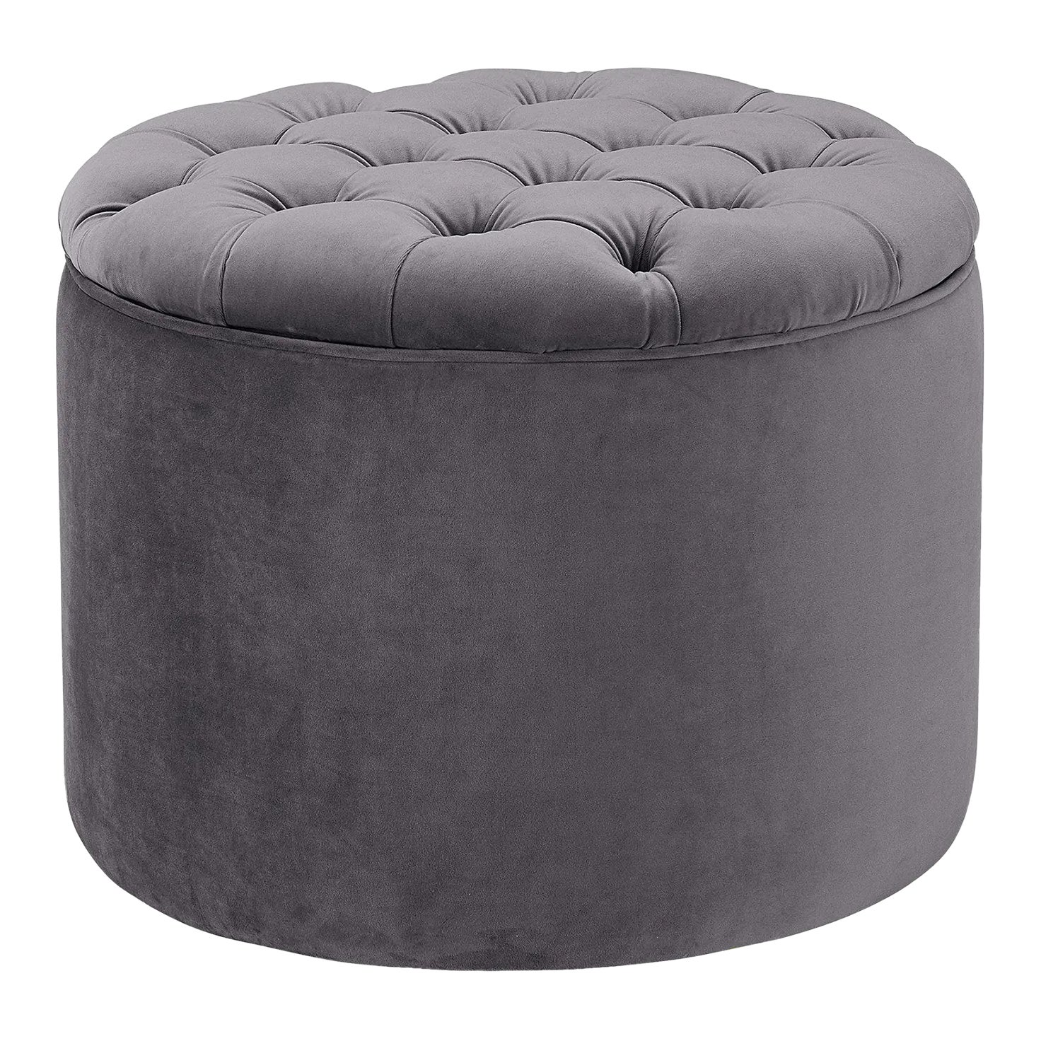 Queen Grey Velvet Storage Ottoman | Chairish