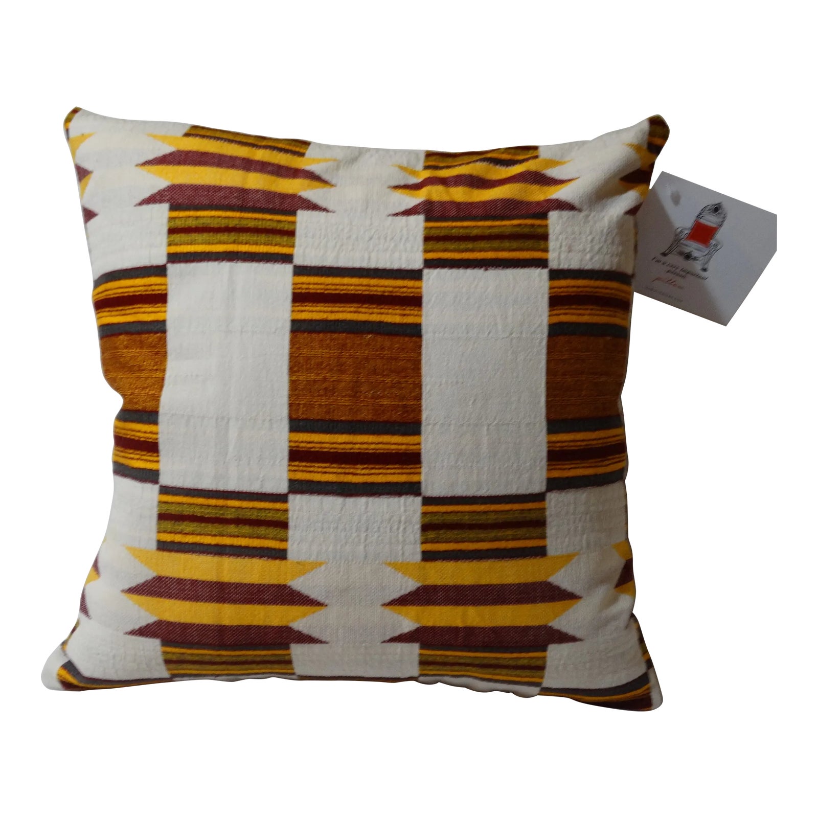 African Kenta Cloth Pillow | Chairish