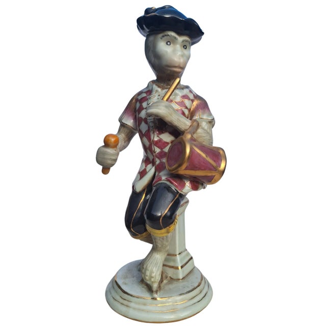 Early 21st Century Singerie Motif Porcelain Figure | Chairish
