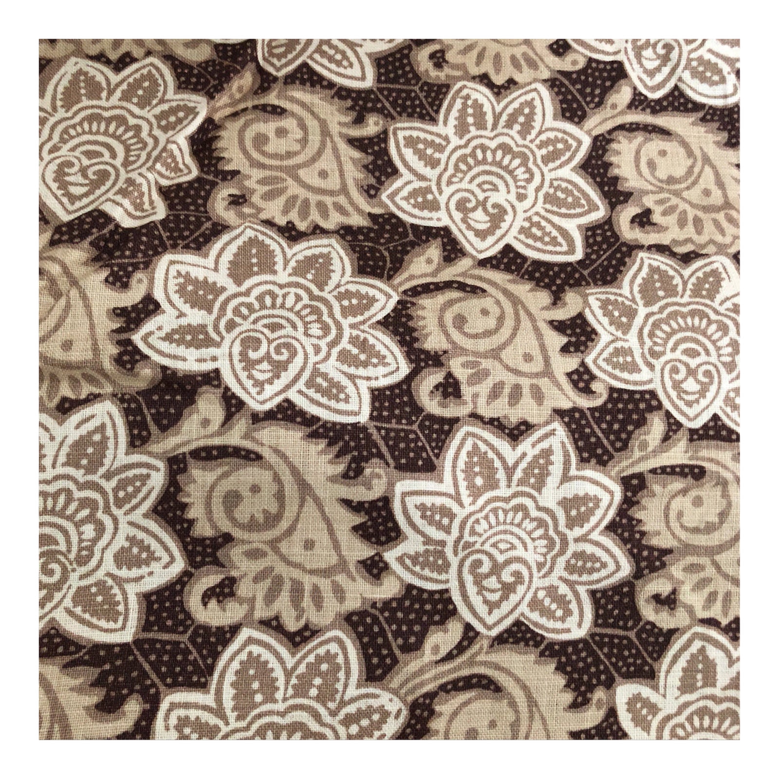 Tyler Hall Exclusive Mauritius Cream and Brown and Beige Pattern Fabric ...
