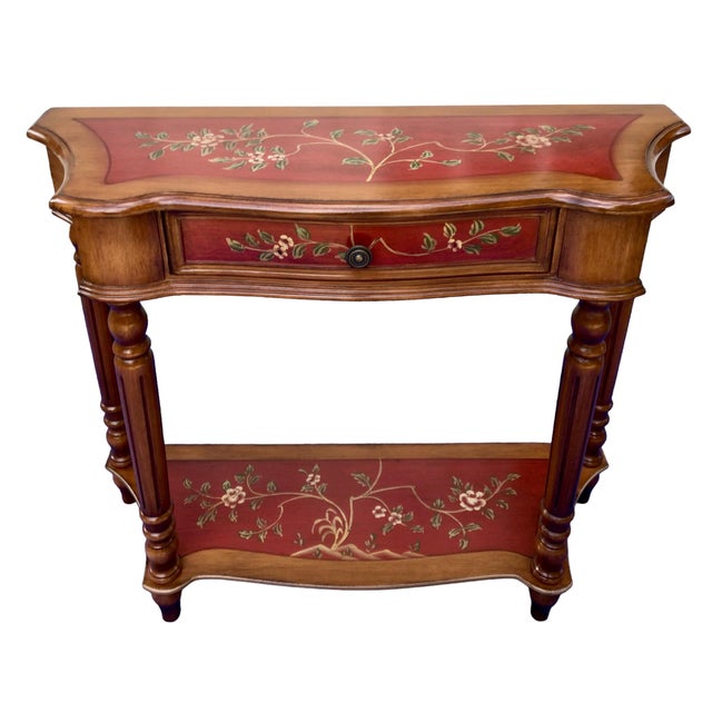 Vintage Hand-Painted English Cottage Style Hall Console Table and Oval ...