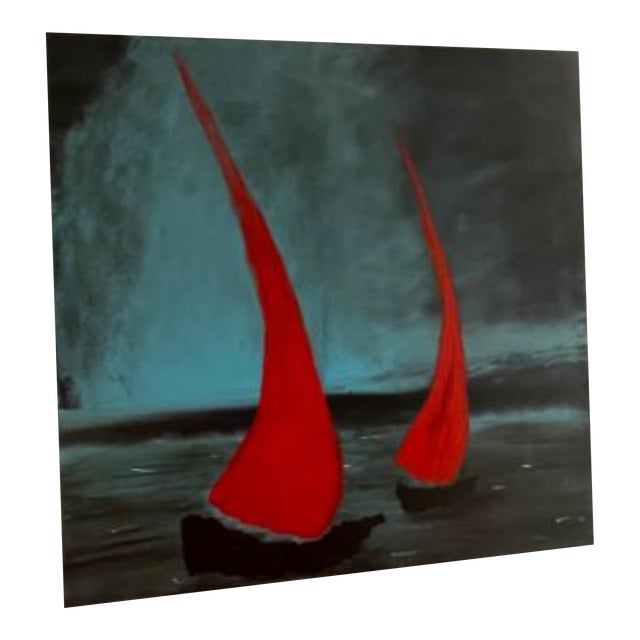 2021 “Red Sails” Abstract Acrylic Painting on Canvas Sabine Roy | Chairish