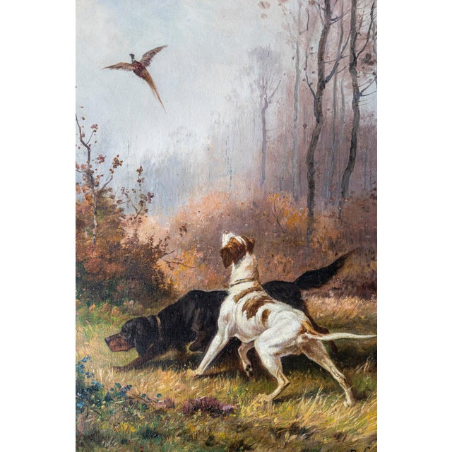 French 19th Century Oil on Canvas Hunting Scene Painting by B. Lanoux ...