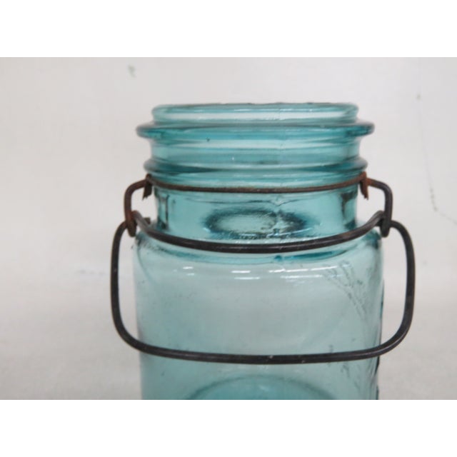 Blue Turquoise Ball Ideal Canning Mason Jar With Lid Wire | Chairish