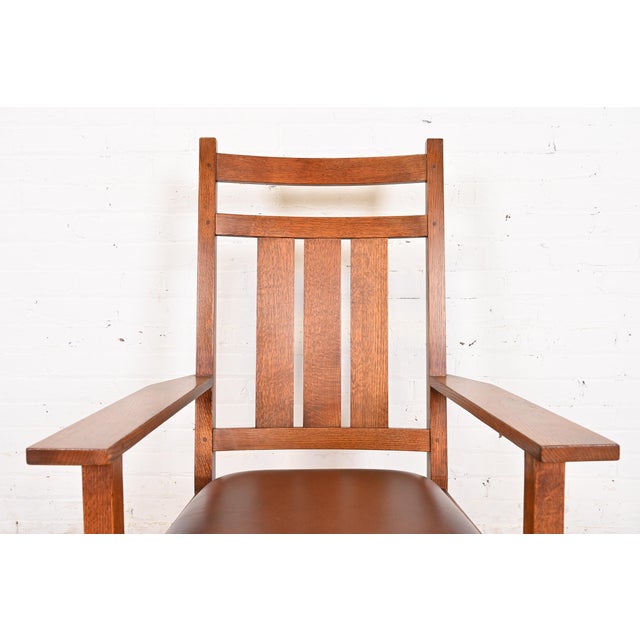 Stickley Harvey Ellis Collection Arts & Crafts Oak and Leather Rocking ...