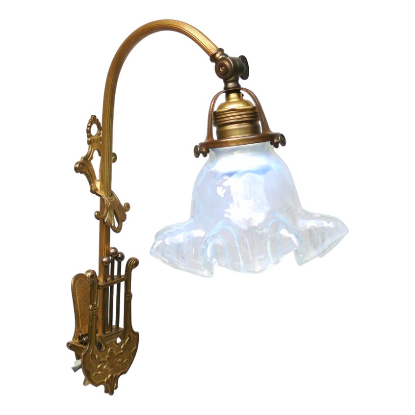 Art Nouveau Grand Piano Clamp Lamp in Brass and Opal Glass, Germany ...