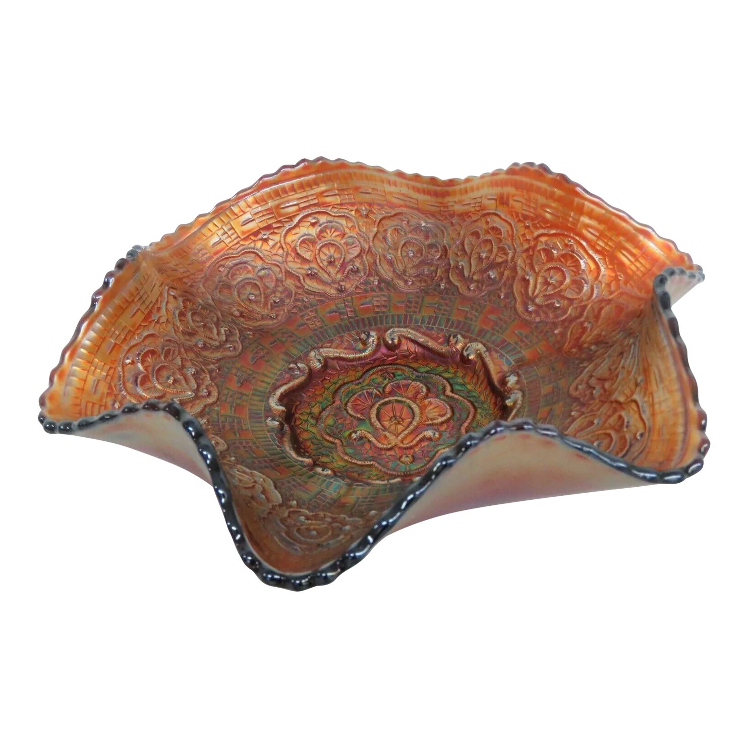 Vintage Fenton Amethyst Carnival Glass Persian Medallion Bowl | Chairish