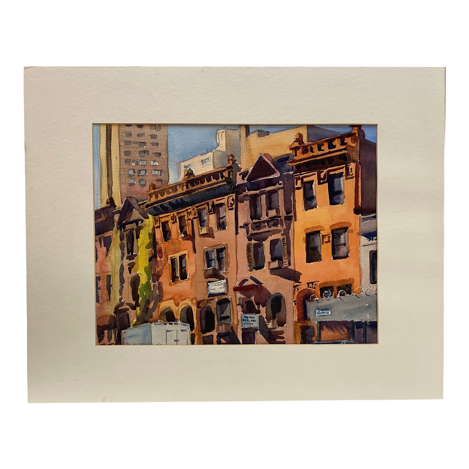 1980s New York City Brownstone Block Watercolor Painting by Stan ...
