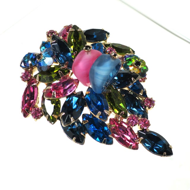 1950s Designer Kramer Multicolor Crystal Brooch | Chairish