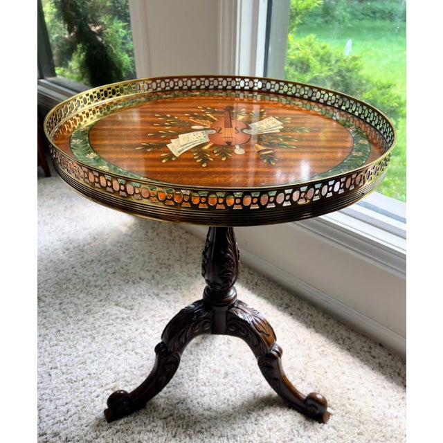 1980s Handmade Maitland-Smith Round Occasional Accent Drink Table With ...