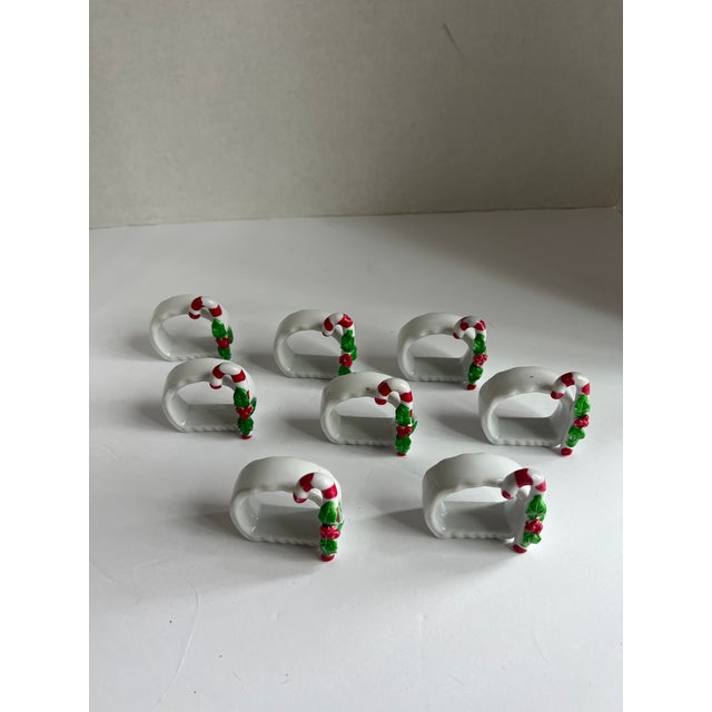 Porcelain Candy Cane Napkin Rings-8 Pieces | Chairish