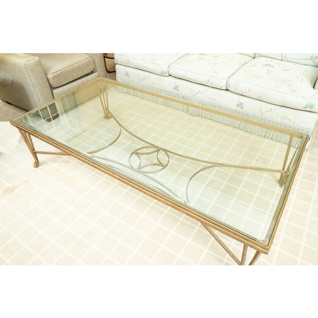 Rectangular Gold Plated Bevel Glass Cocktail Table | Chairish