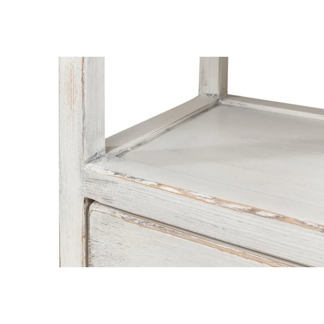 Rustic Antiqued White Stand | Chairish