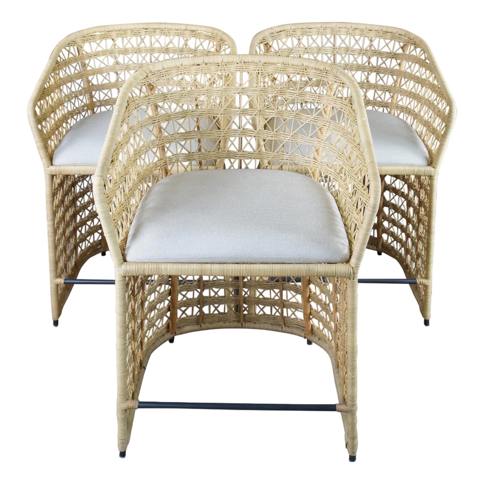 3 Gabby Libby Natural Rattan Boho Chic Modern Counter Height Bar Stools ...