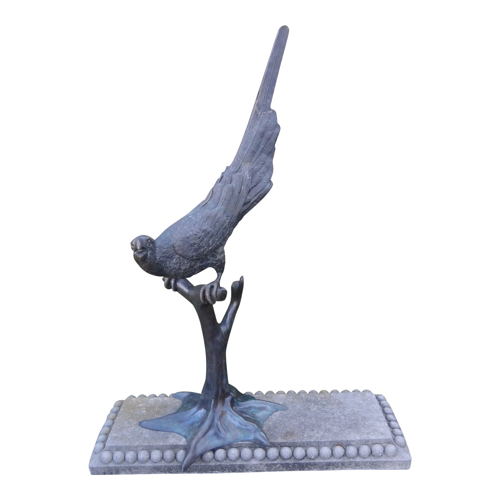 Vintage Large Japanese Bronze Macaw Parrot Sculpture | Chairish