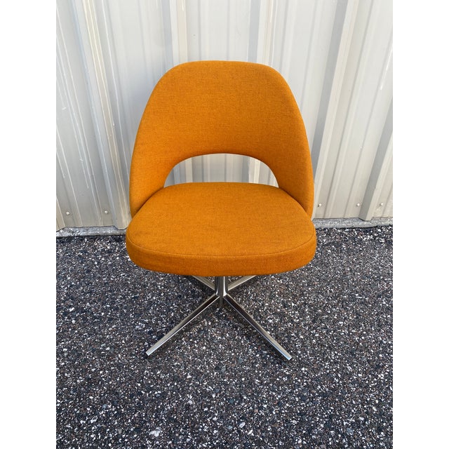 1970s Mid Century Orange Upholstered Swivel Chair | Chairish